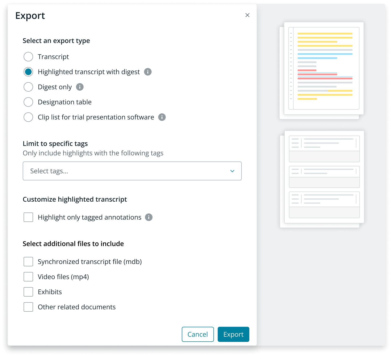 Exporting depositions from Case Builder – Case Builder