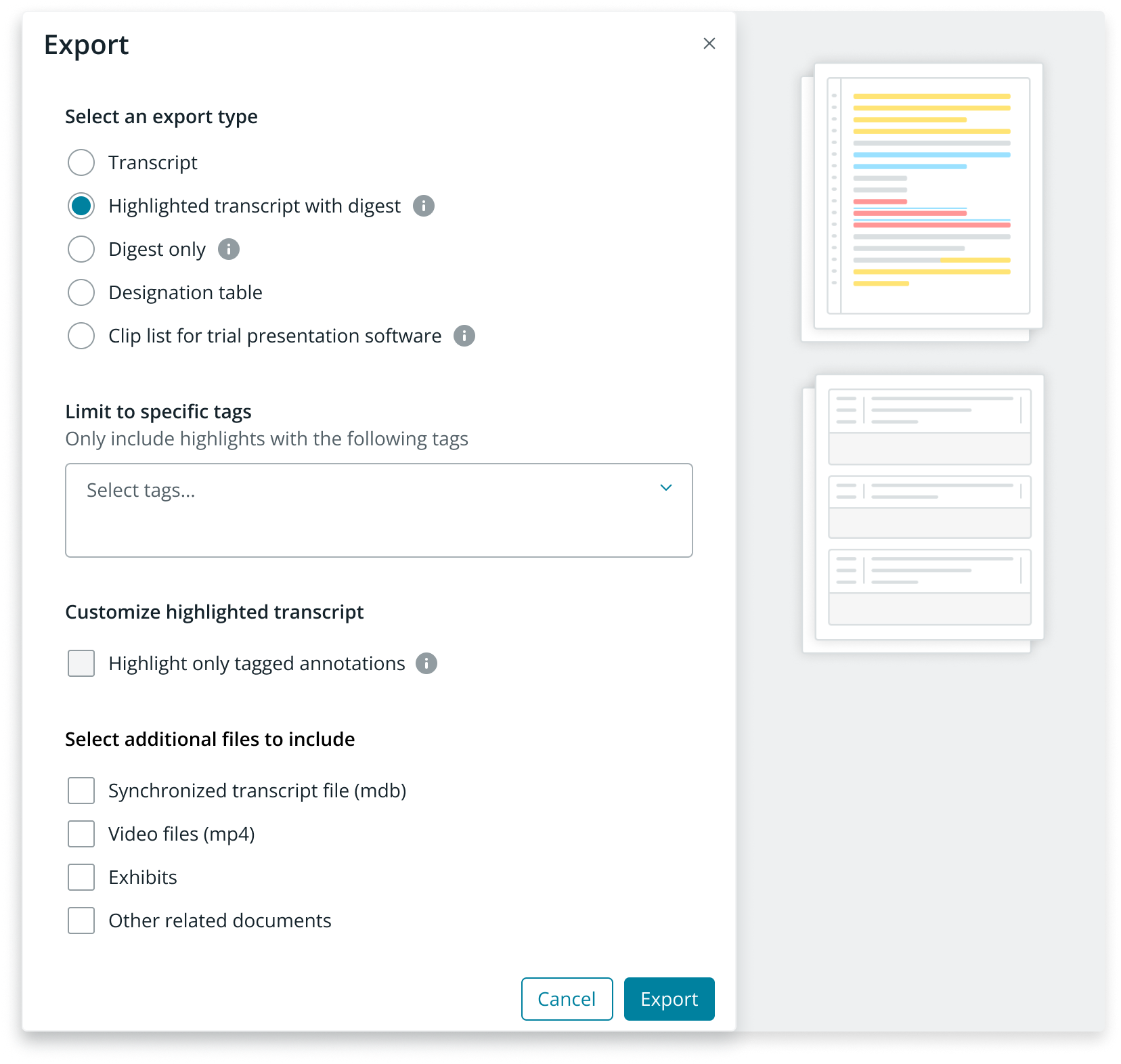 Exporting depositions from Case Builder – Case Builder