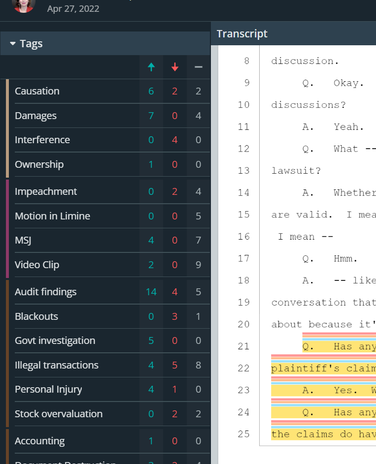 Annotating a deposition – Case Builder
